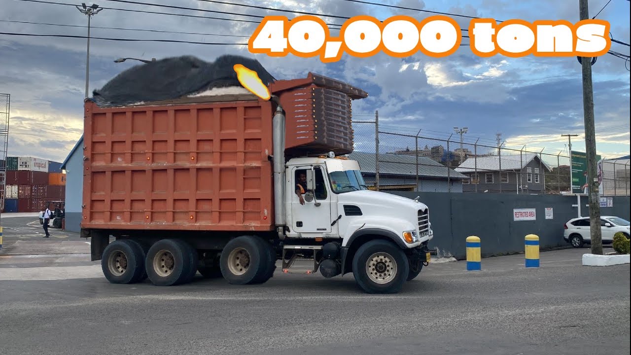 trucks off loading 2,400 tons of sand S1:E2 - YouTube