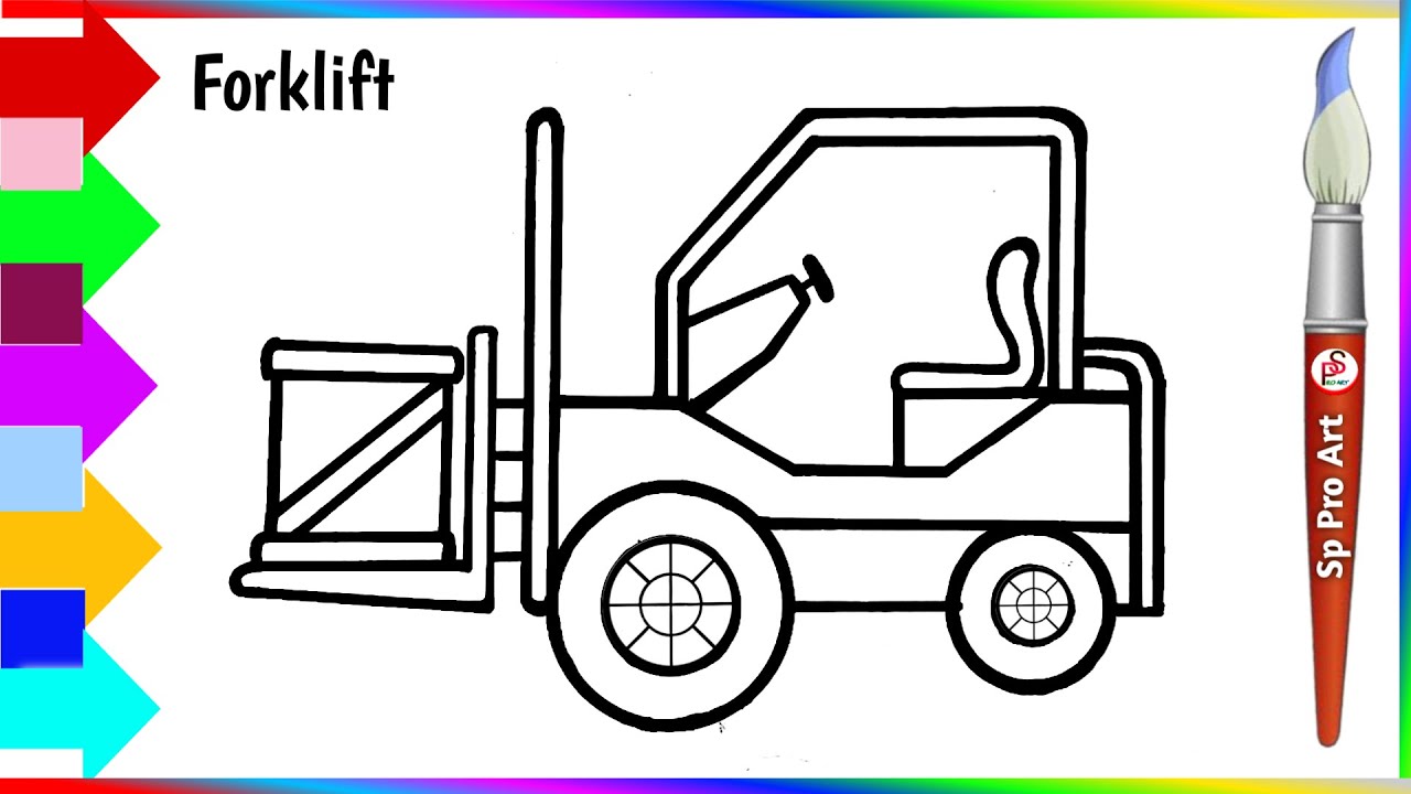 Forklift Drawing,Painting,Coloring for kids and Toddlers || How to Draw ...