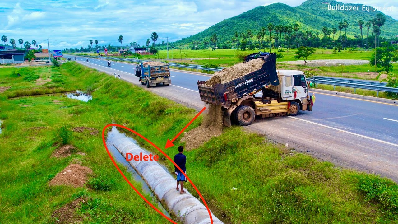 New Project five ton Truck stopped On ASEAN Road to fill with soil ...