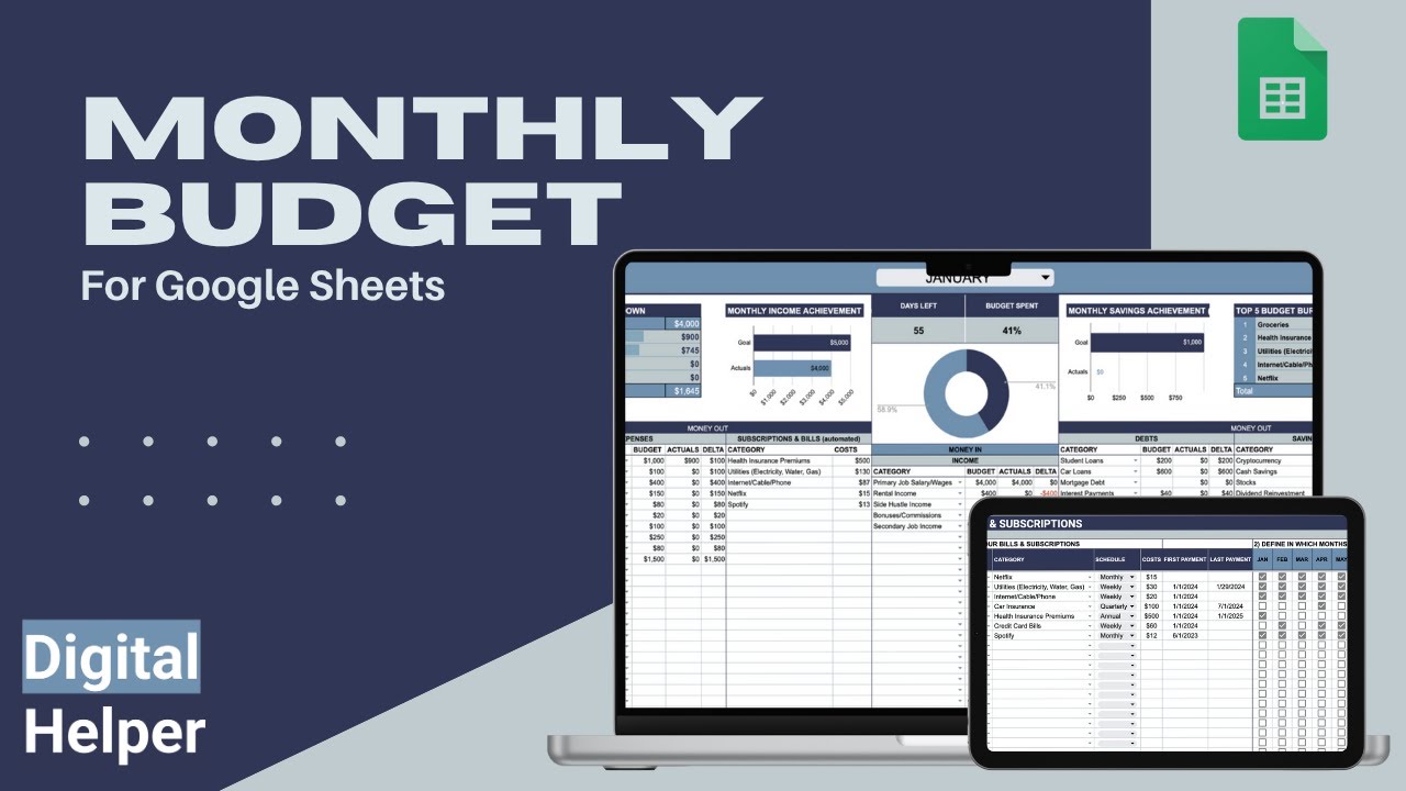 Automated Budget Tracker in Google Sheets – Track Spending & Bills ...