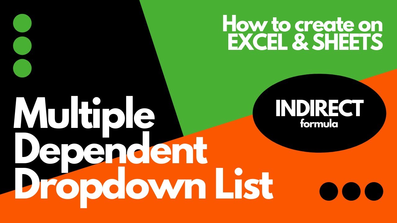 How To Create Multiple Dependent Drop Down Lists Using The Indirect Formula Youtube
