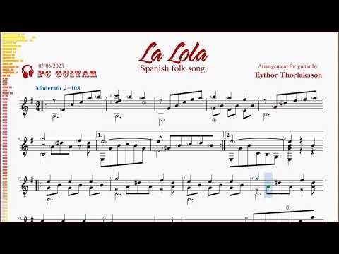 Spanish folk song, La Lola, guitar - YouTube