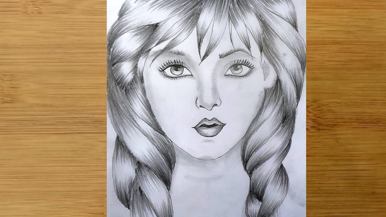 How To Draw Girl face With Beautiful hairstyle / Pencil sketch / Girl ...