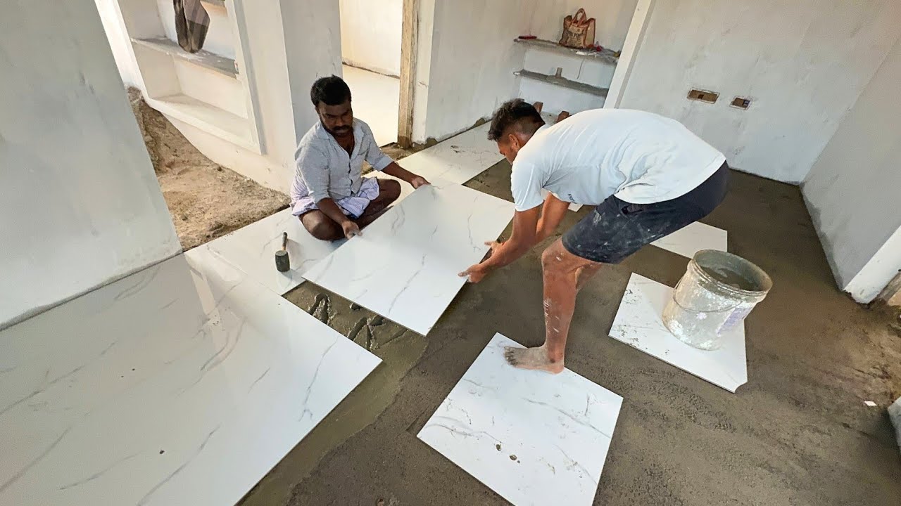 Construction&Install Living Hall Tile Flooring_Techniques of 4×2ft ...