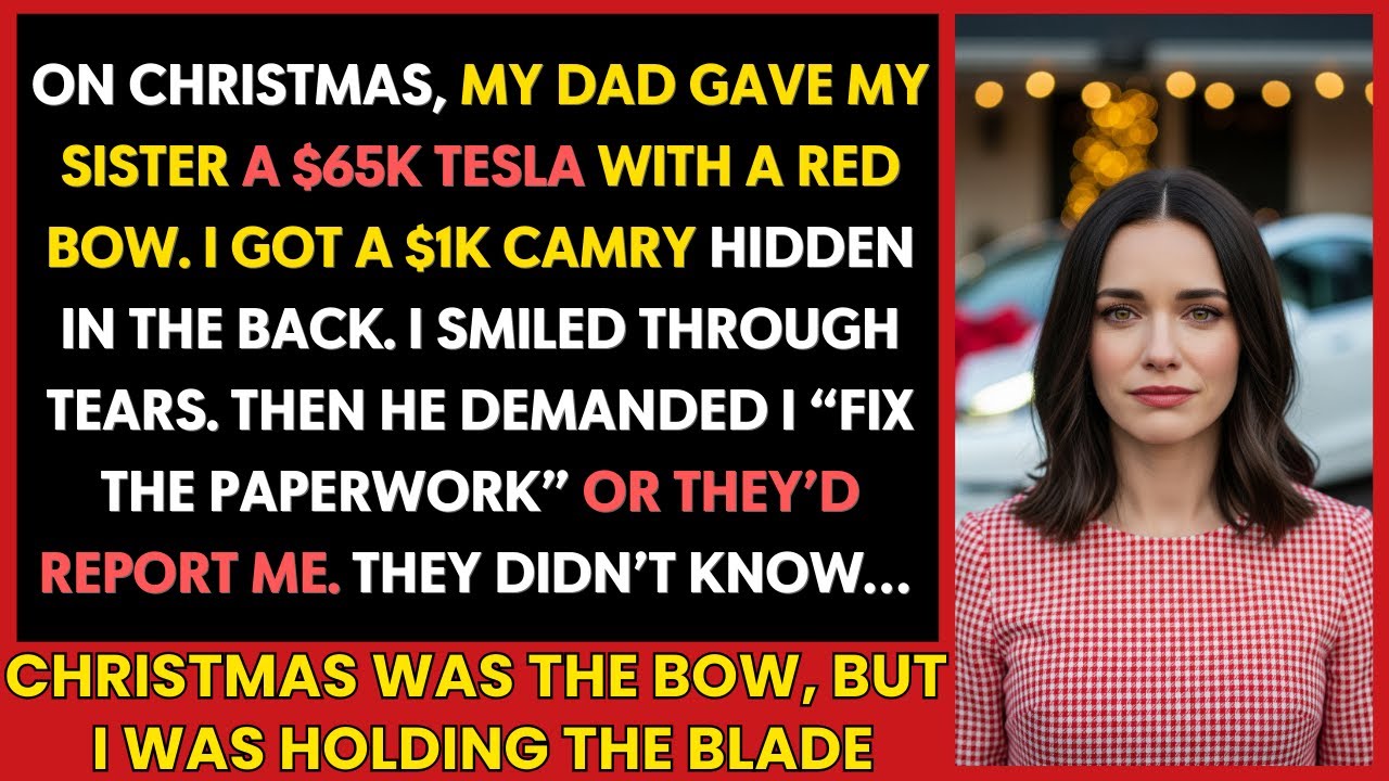 At Christmas Party, My Dad Gave My Sister a Tesla with a Red Bow. I Got ...