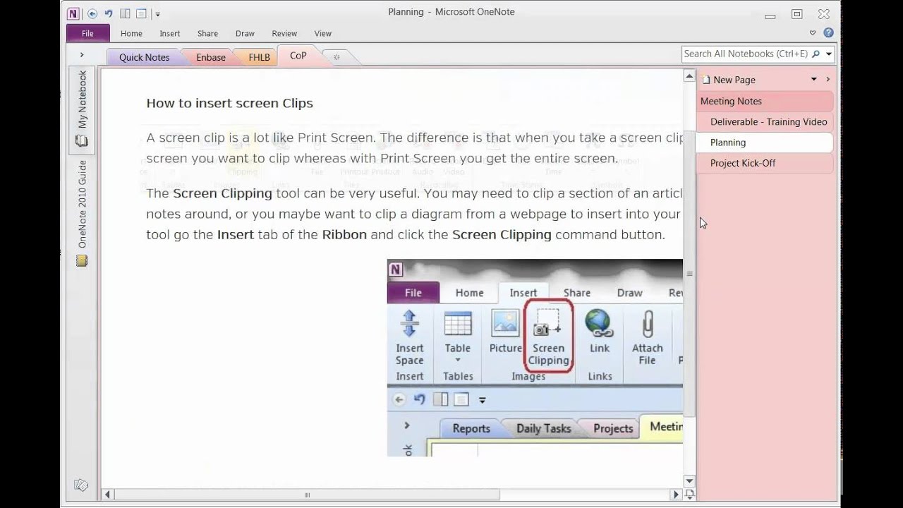 OneNote 2010: Insert Screen Clippings from the Internet - YouTube