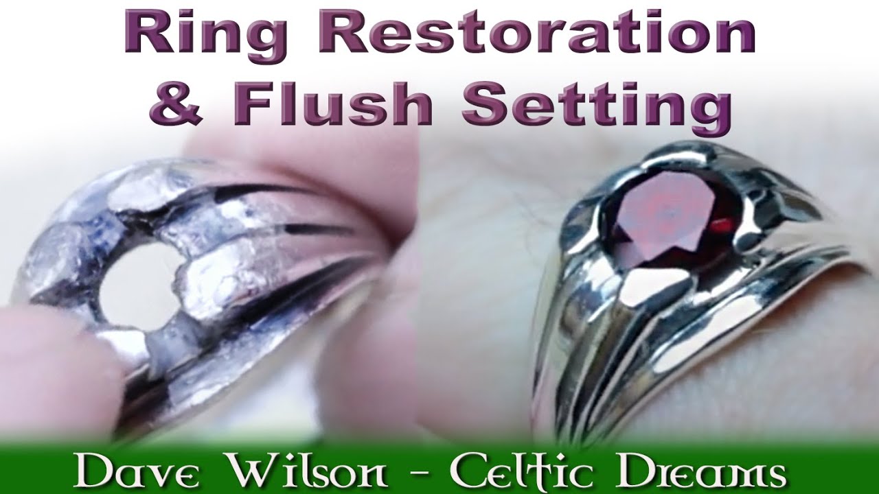Silver ring restoration and gypsy setting (with Foredom hammer action handpiece) - YouTube