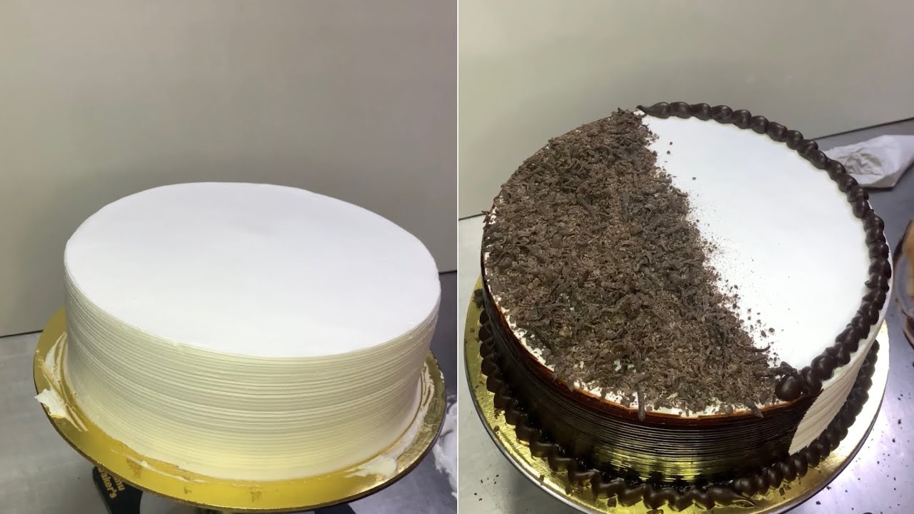 Chocolate round shape cake decorating idea eggless | cake | viral - YouTube