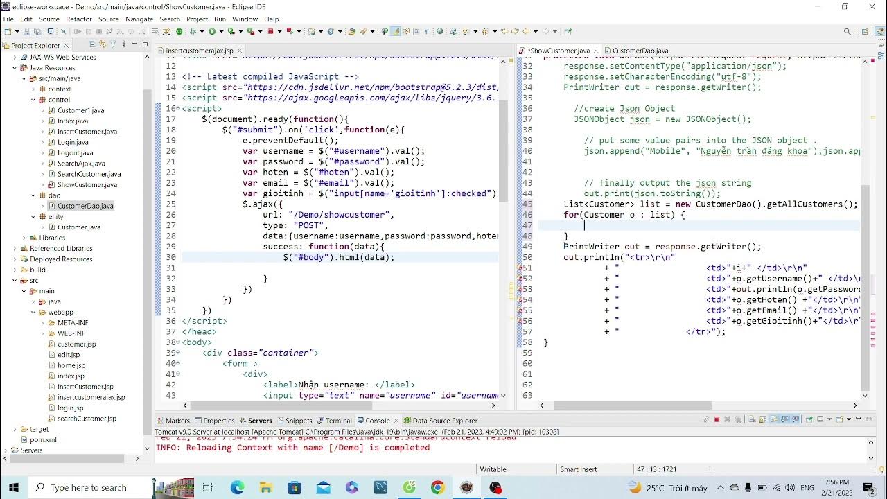 Insert Customer Ajax ( JSP, Servlet) P2 - YouTube