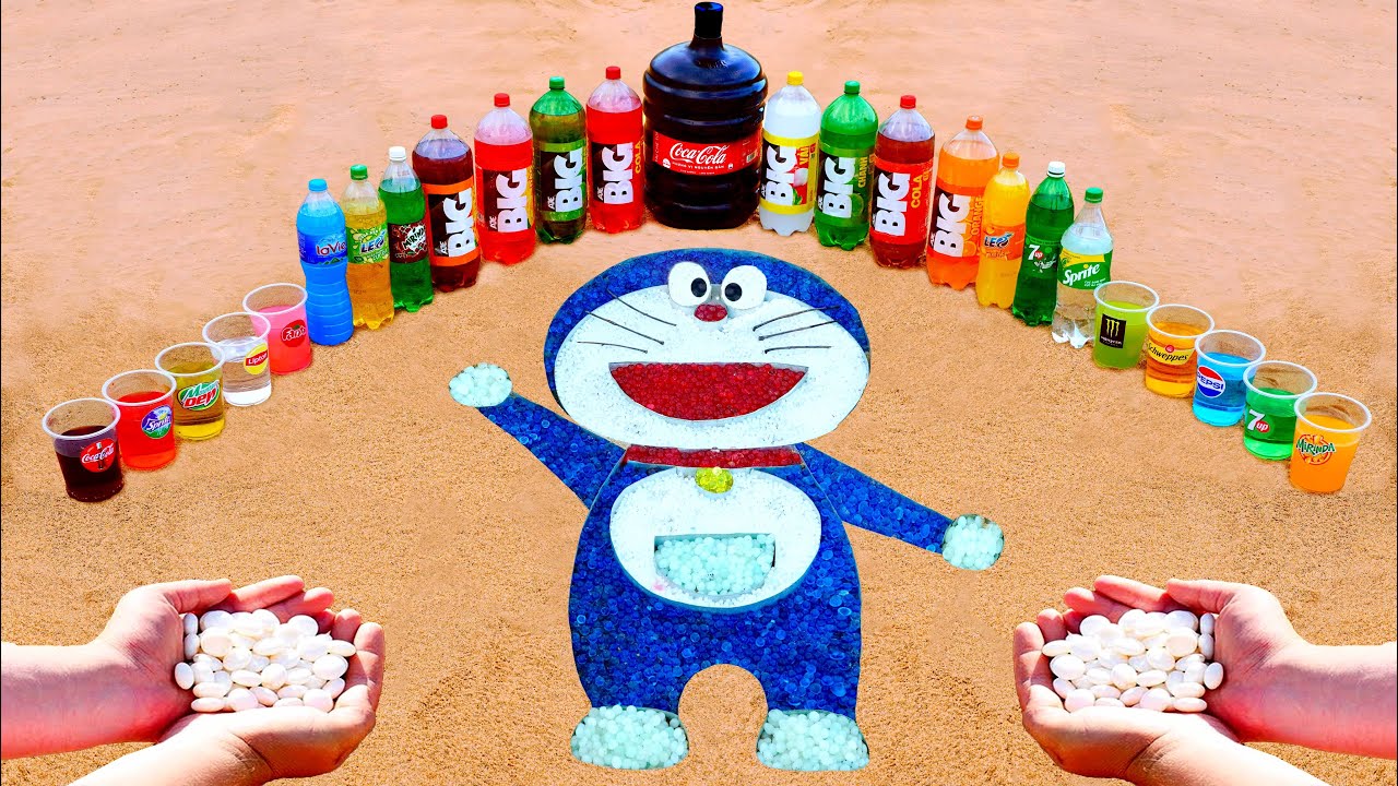 EXPERIMENT : How to make Rainbow DORAEMON from Giant Coca & Big Fanta ...
