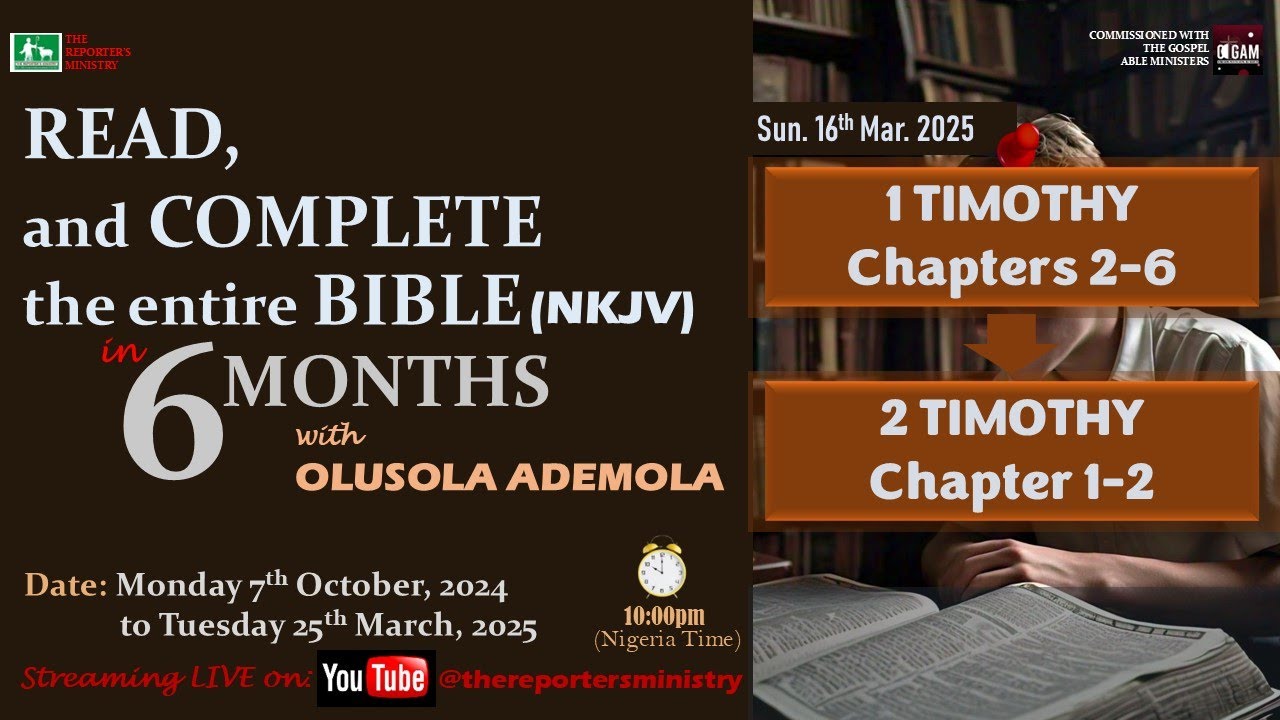 1 TIMOTHY Chapters 2-6 to 2 TIMOTHY Chapter 1: READ & COMPLETE THE ...