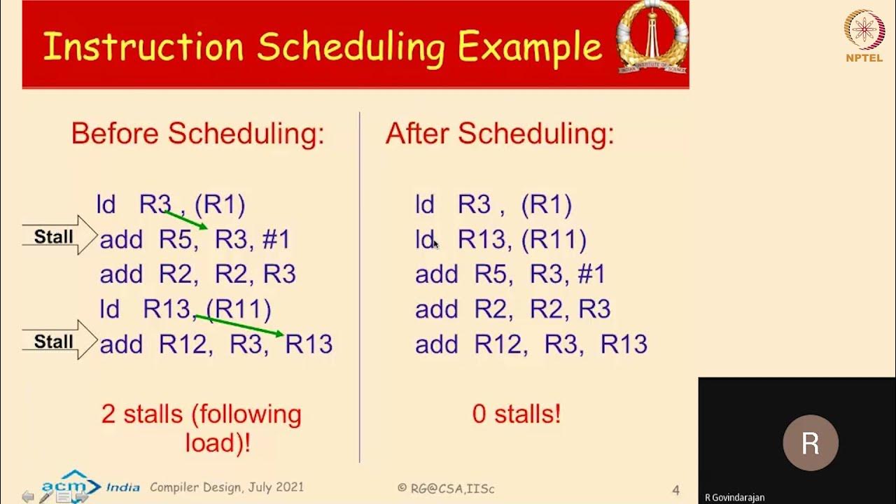 Machine Architecture and Machine Dependent Optimizations - Instruction Scheduling - 1 - YouTube