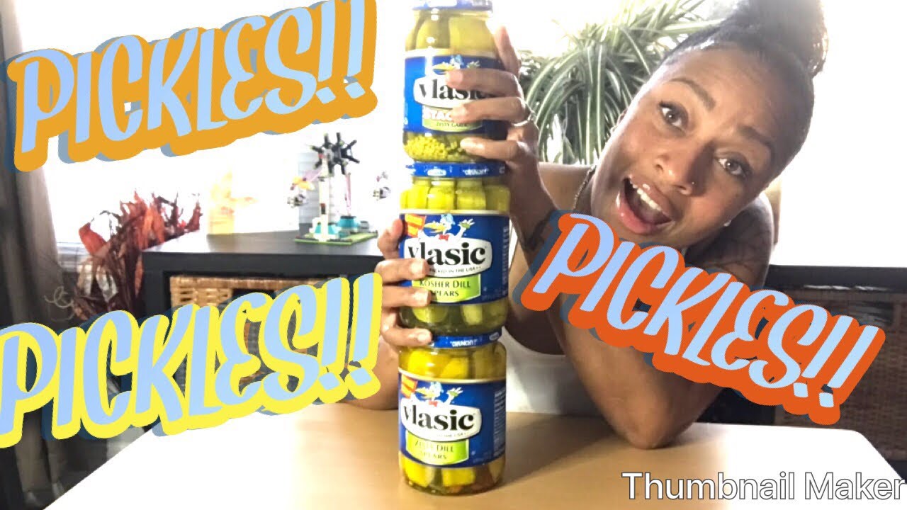 ASMR PICKLE EATING MUKBANG// { Garlic Pickles , Kosher Pickles , Zesty ...