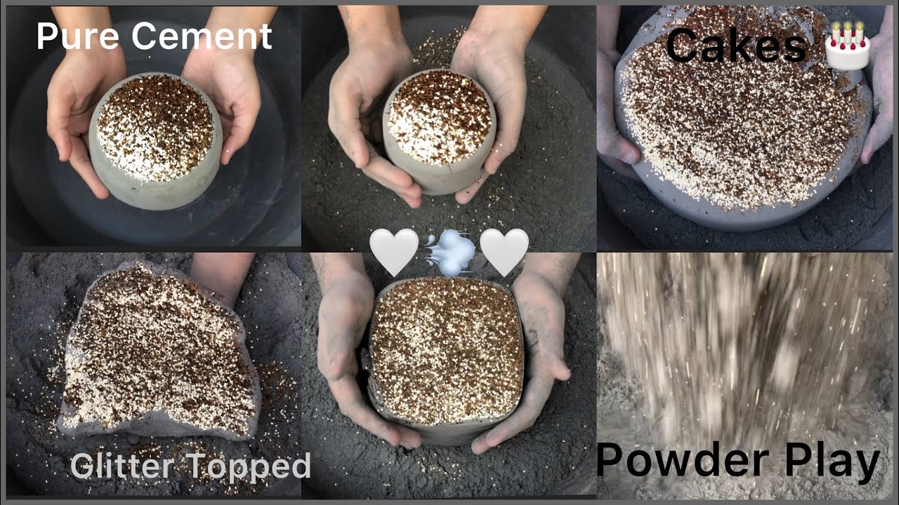 #ASMR 169 #purecement Fresh Pure Cement with Glitter Crumbling ..!💨🤍 ...