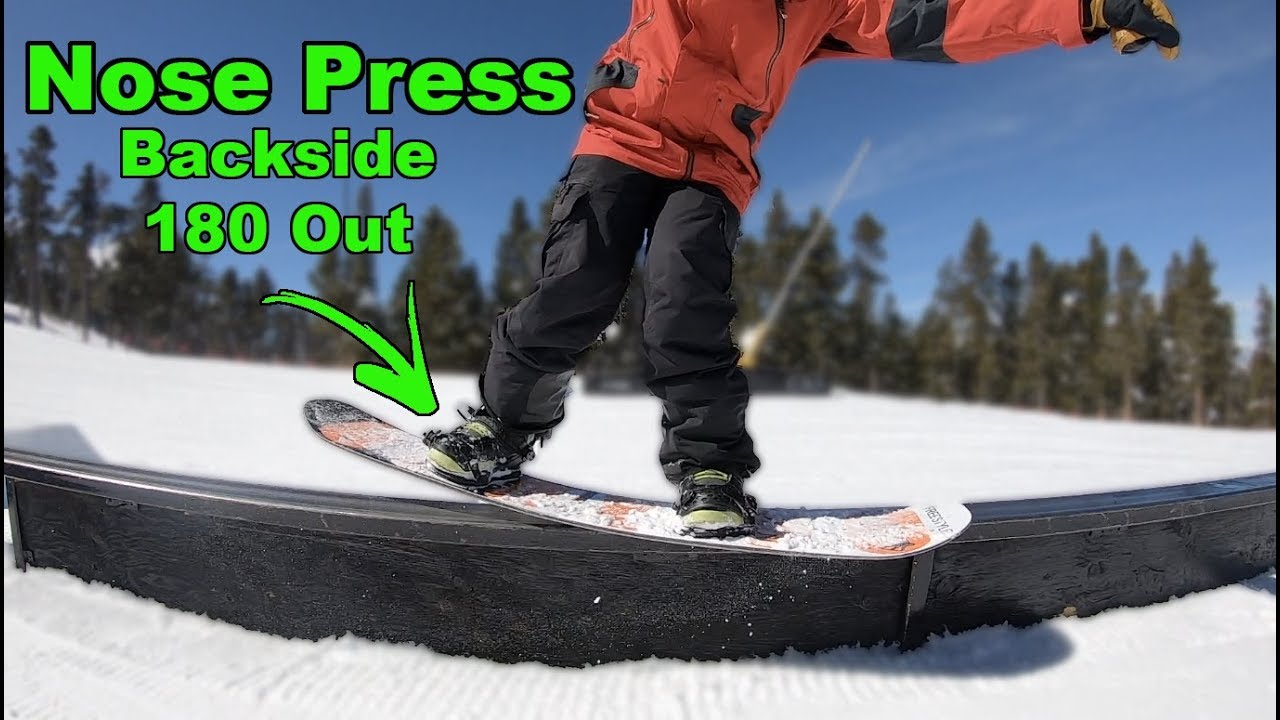 Snowboarding Nose Press Backside 180 - YouTube