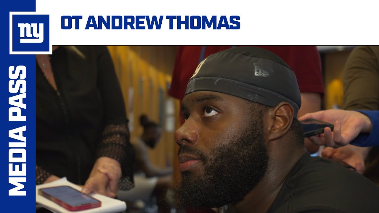 Andrew Thomas Talks Being "Consistent" on O-line - YouTube