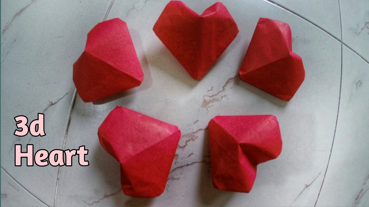 Origami 3D heart। How to make 3D paper heart। Inflatable heart । Puffy ...