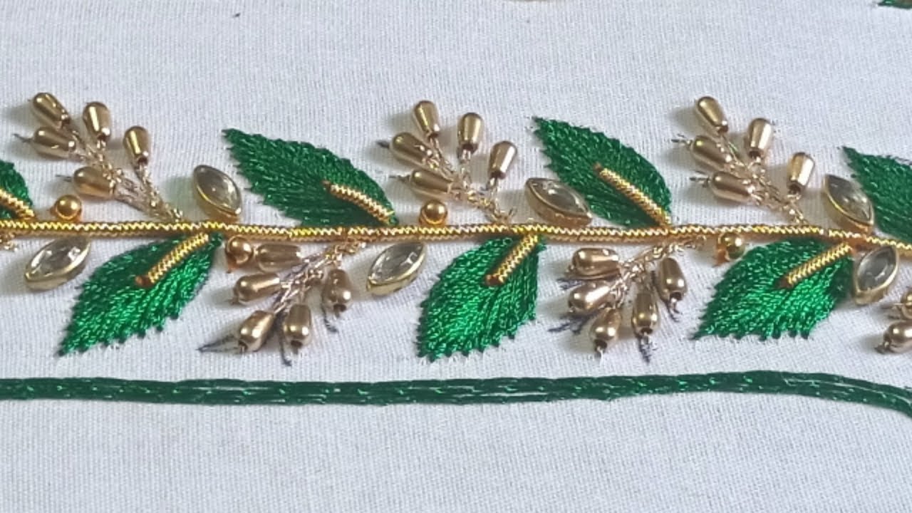 Aari work godhumai beads design||aari work simple blouse design for ...