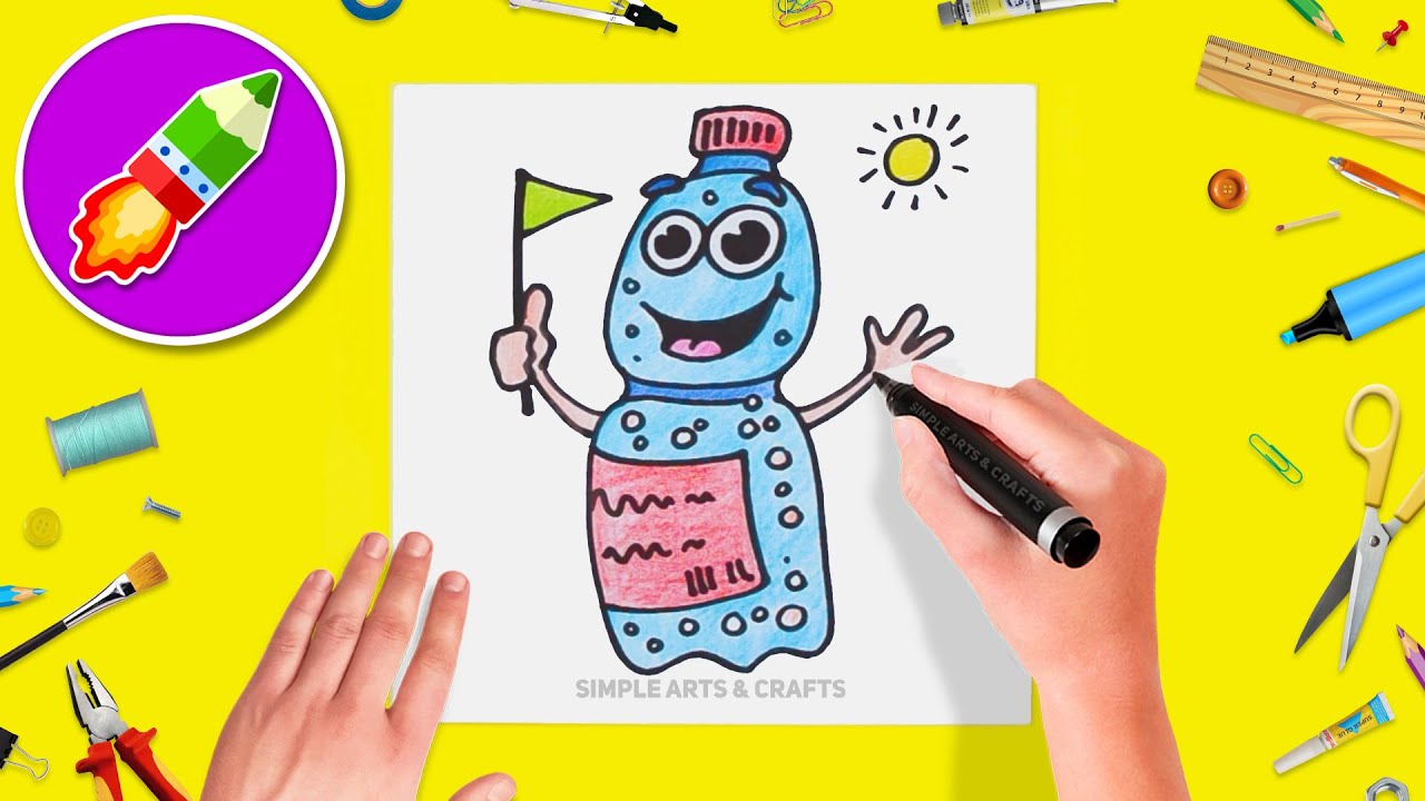 How To Draw a Happy Plastic Bottle Step By Step DIY - YouTube