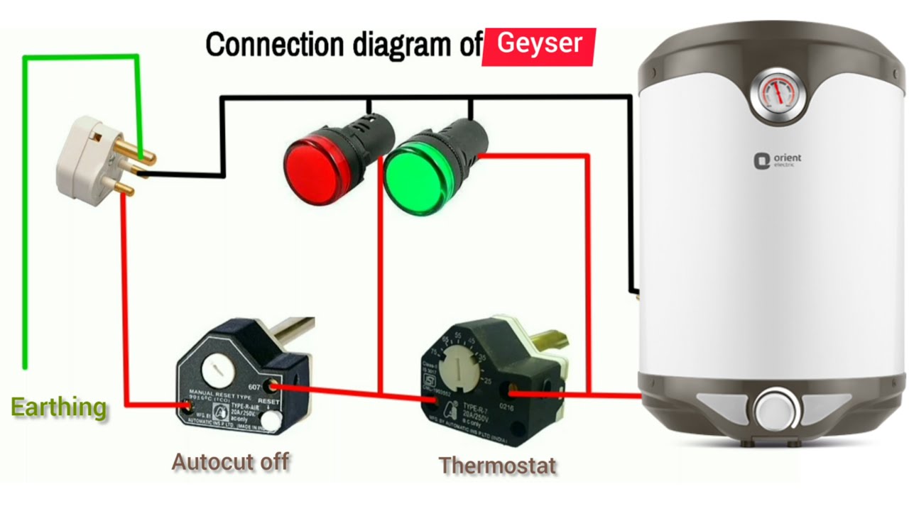 Geyser wiring connections,working and repairing - YouTube