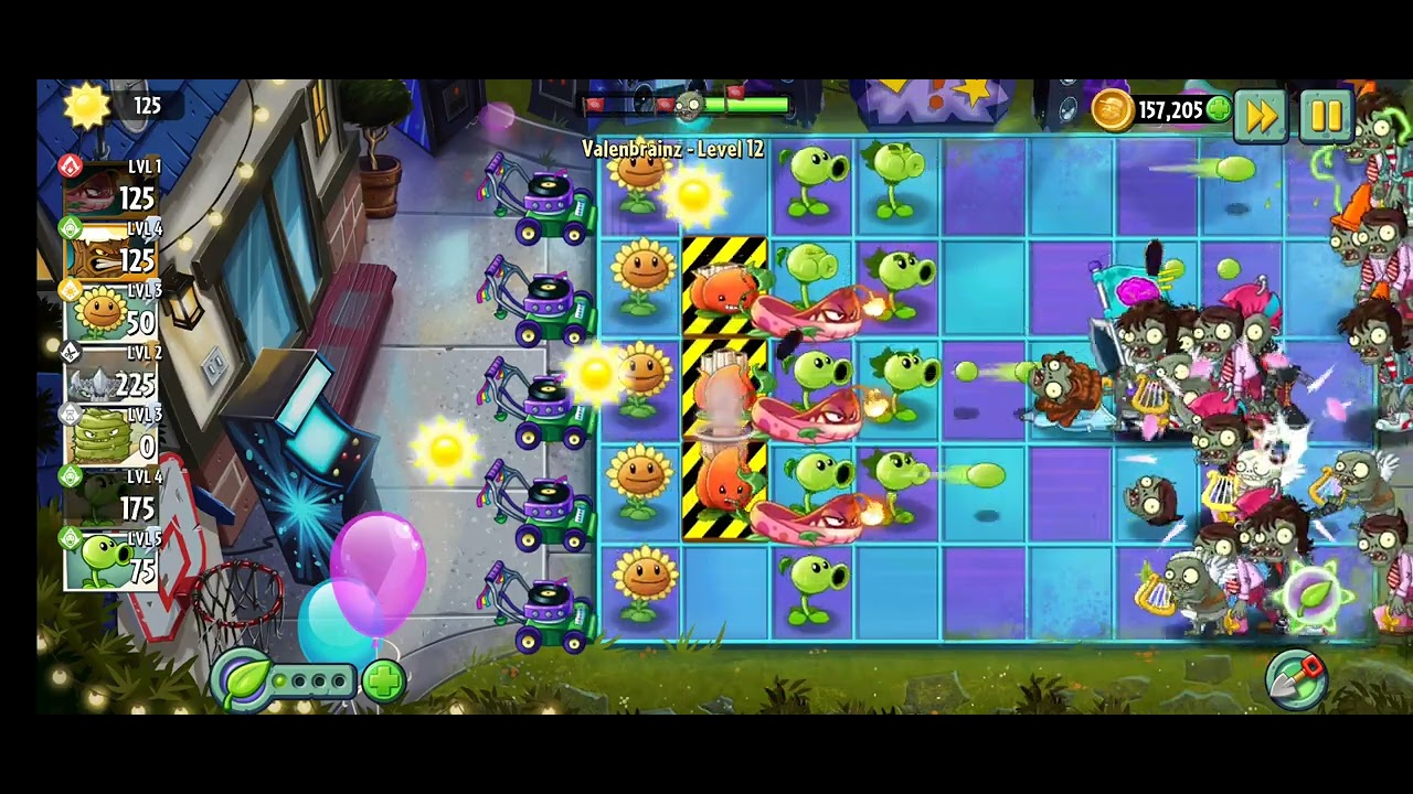 Plants vs zombies 2: Valenbrainz Level 12 - YouTube