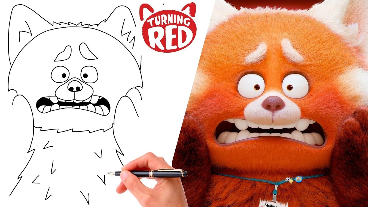 How To Draw RED PANDA MEI FROM TURNING RED | SUPER EASY DISNEY DRAWING ...