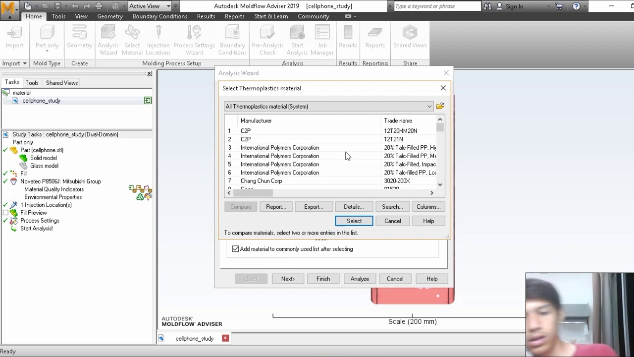 Working with Materials Tutorial using Autodesk Moldflow Adviser 2019 ...