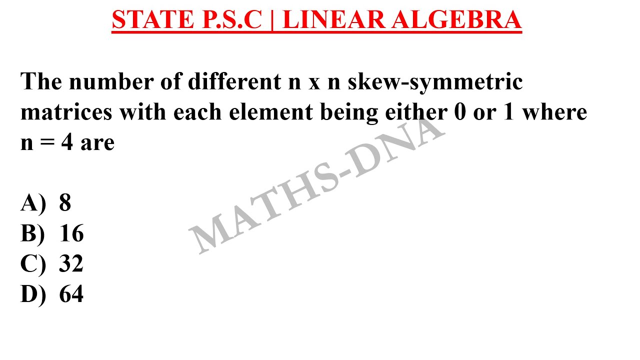 SET/SLET | LINEAR ALGEBRA | SKEW-SYMMETRIC MATRIX. - YouTube