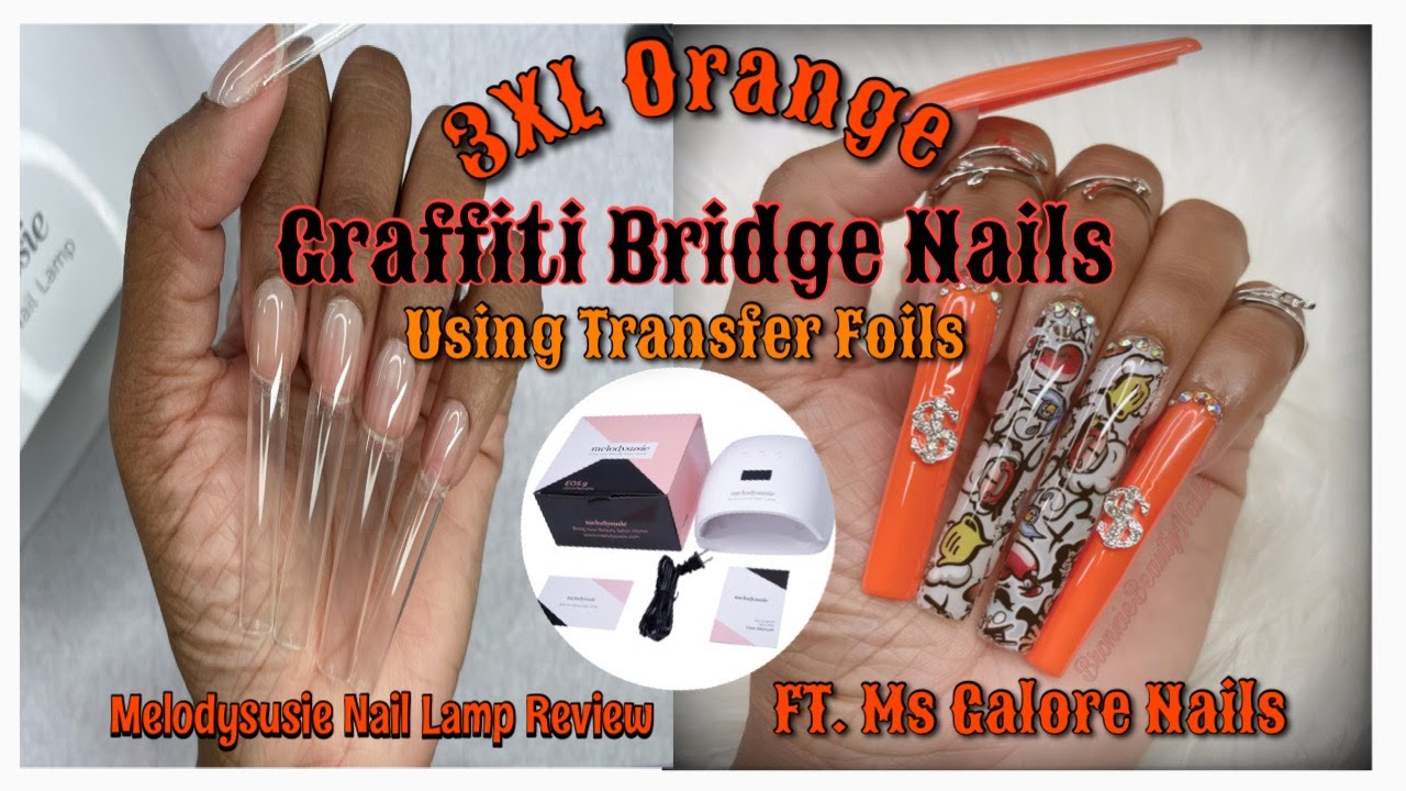 3XL Orange Graffiti Bridge Nails|Using Transfer Foils|FT ...