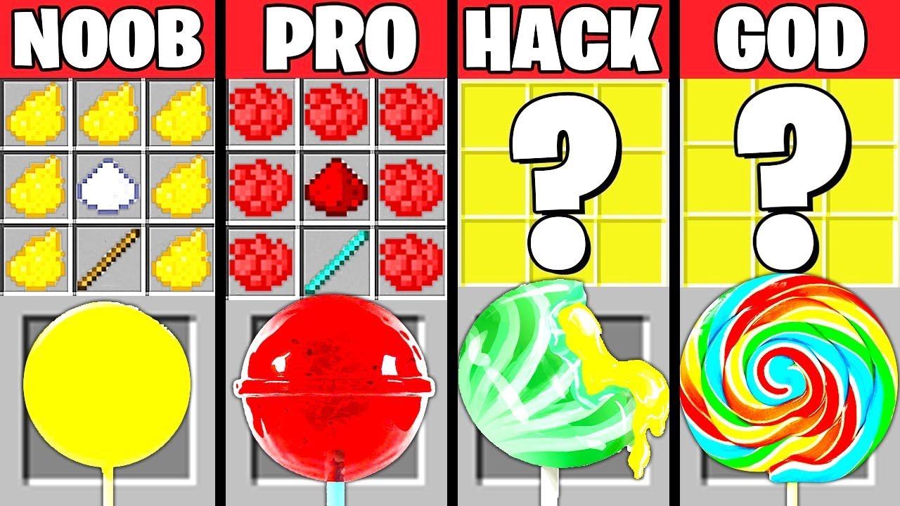 Minecraft Battle: LOLLIPOP CANDIES CRAFTING CHALLENGE - NOOB vs PRO vs ...