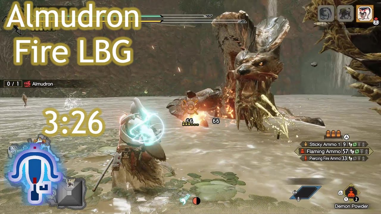 【MHRise】Almudron オロミドロ Fire LBG TA Rules ¤3:26¤ - YouTube