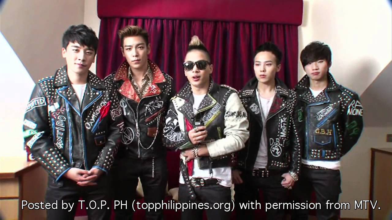 Big Bang (Worldwide Act Award) give their thanks backstage at the MTV ...