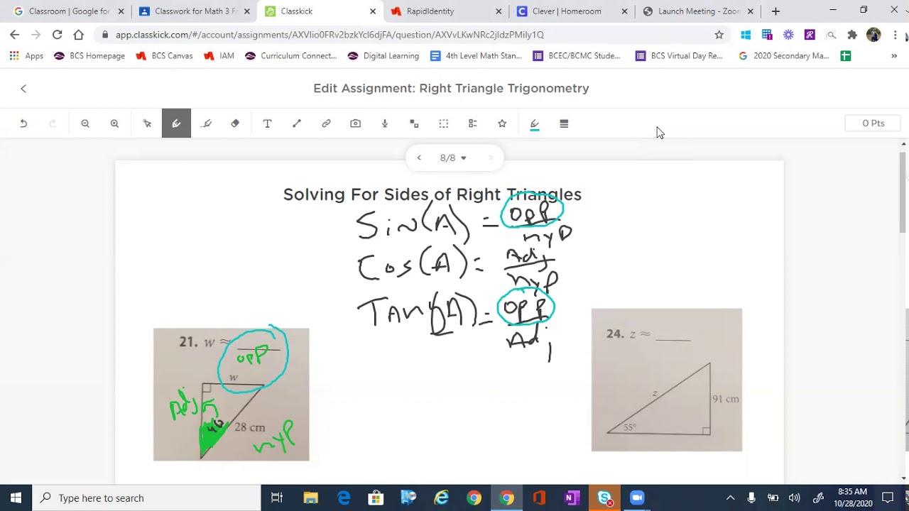 Solving Sides of Right Triangles using Trig Ratio's SINE - YouTube
