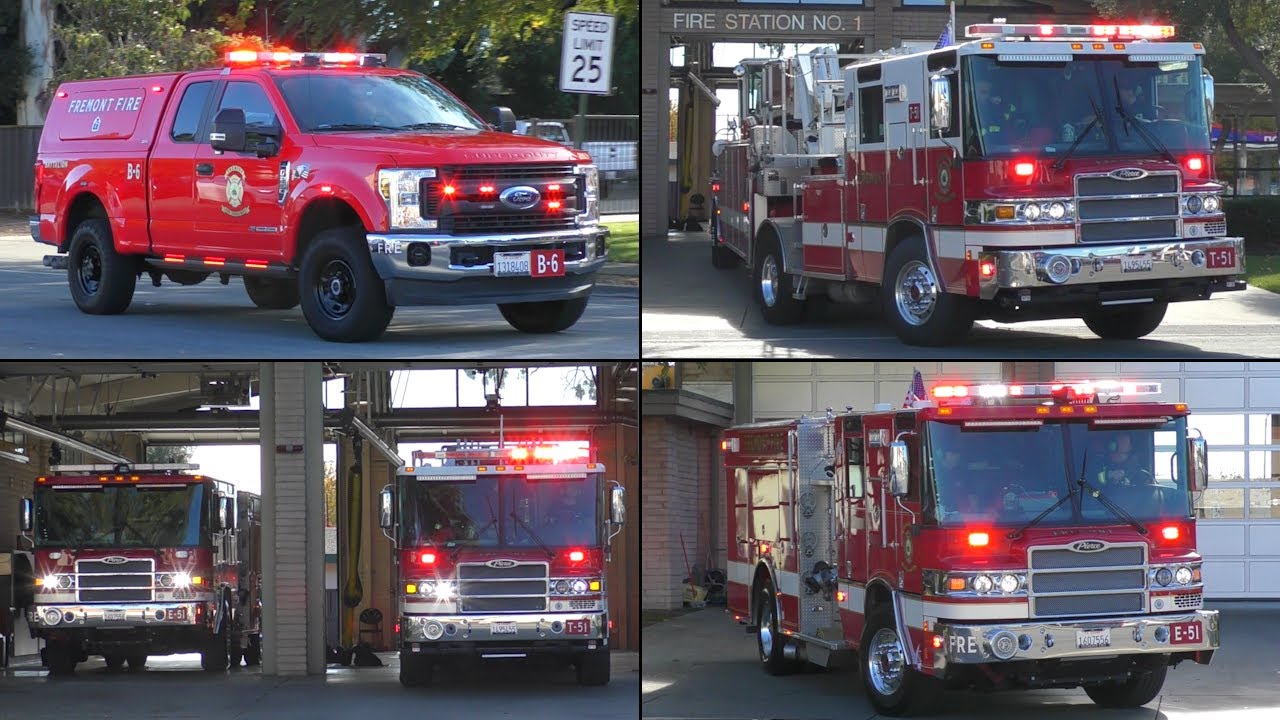 Fremont Fire Dept. Battalion 6, Truck 51 & Engine 51 Responding - YouTube