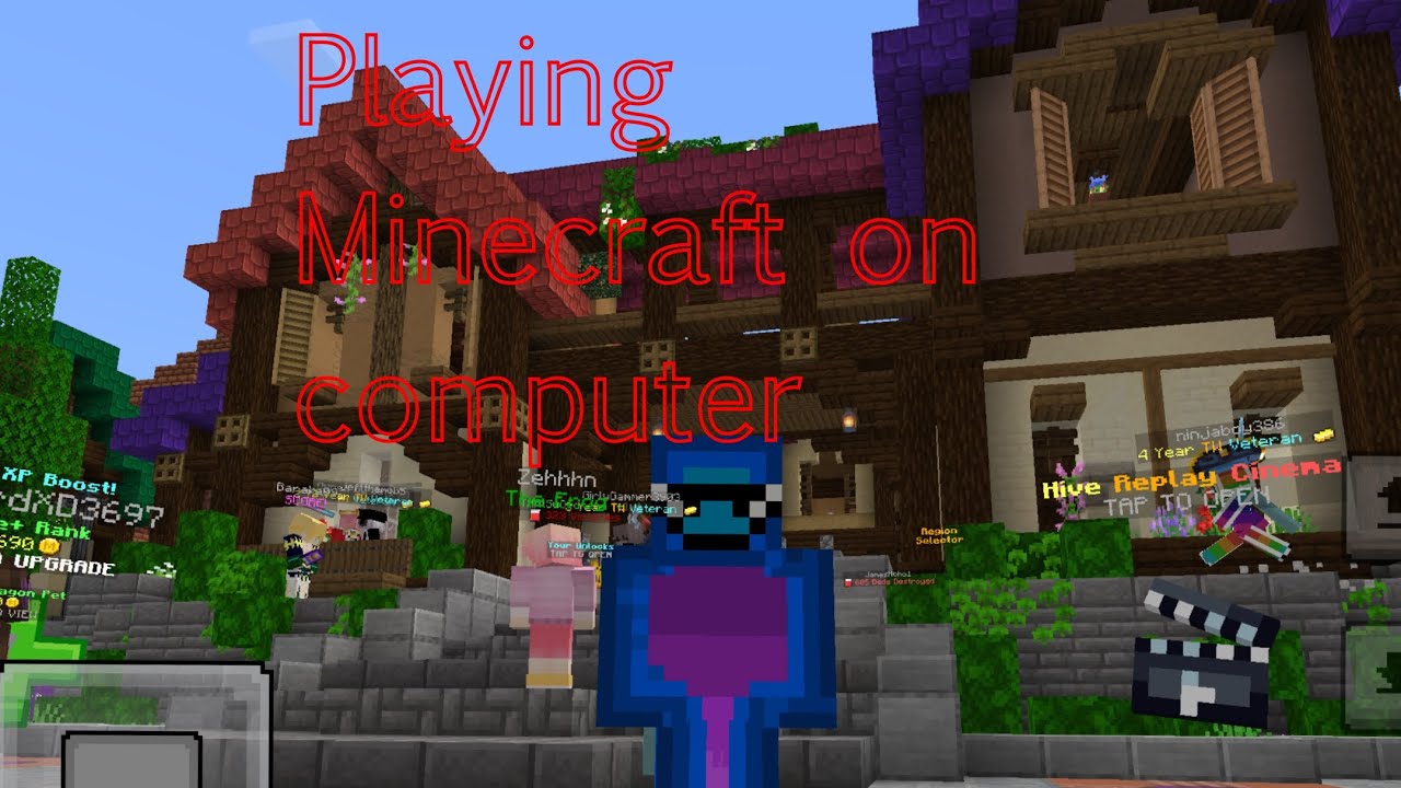 playing Minecraft on computer - YouTube