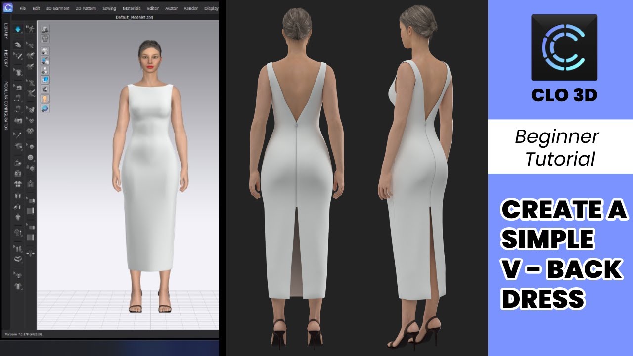 How to create a V-Back Dress in CLO 3D / Marvelous Designer - YouTube