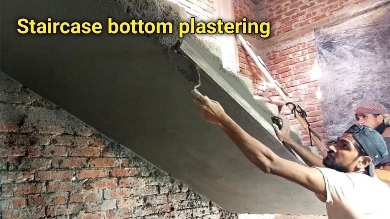 Plastering Techniques _ 2BHK House Staircase Bottom Ceiling Plastering/Speed plastering Ceiling ...
