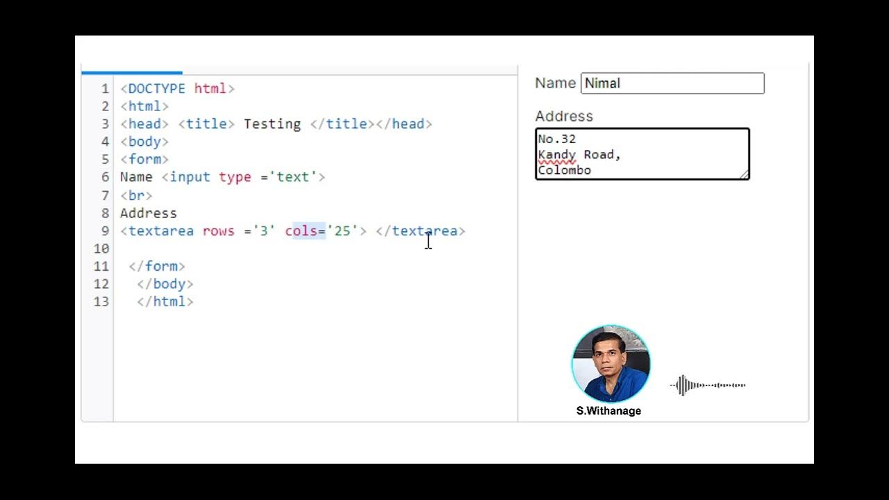 HTML - TextArea|| A/L ICT || S Withanage - YouTube