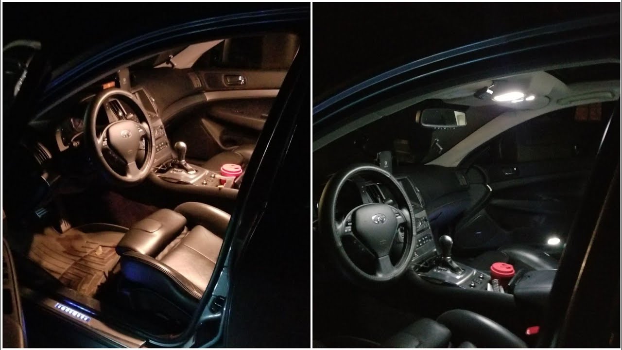 Infiniti g37xs sedan | How to install interior Led lights/ bulb swap ...