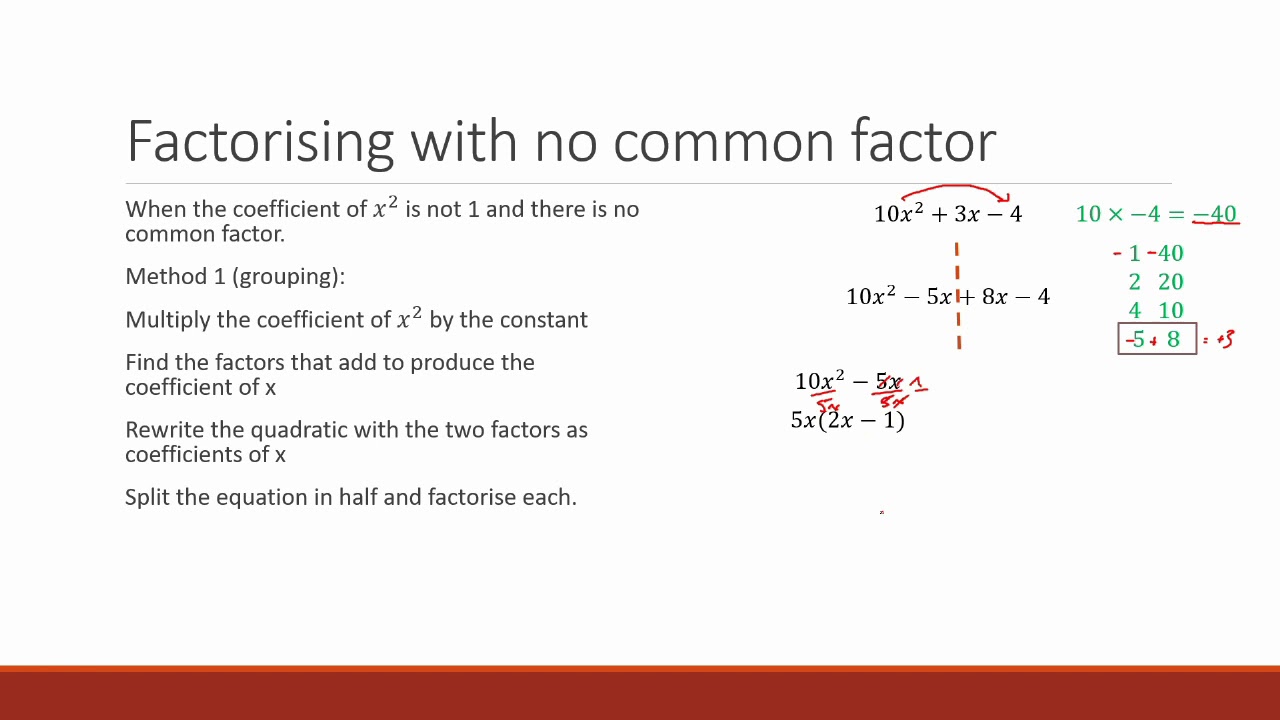 Factorising With No Common Factor - YouTube