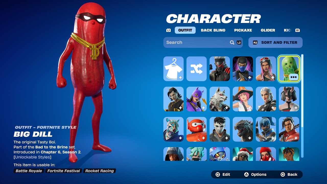New Skin Big Dill RED Fortnite Battle Pass Gameplay | PS5 Fortnite [4K ...