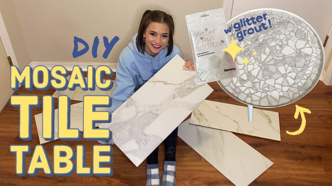 DIY Mosaic Tabletop Using LEFTOVER Floor Tile Samples and GLITTER Grout ...