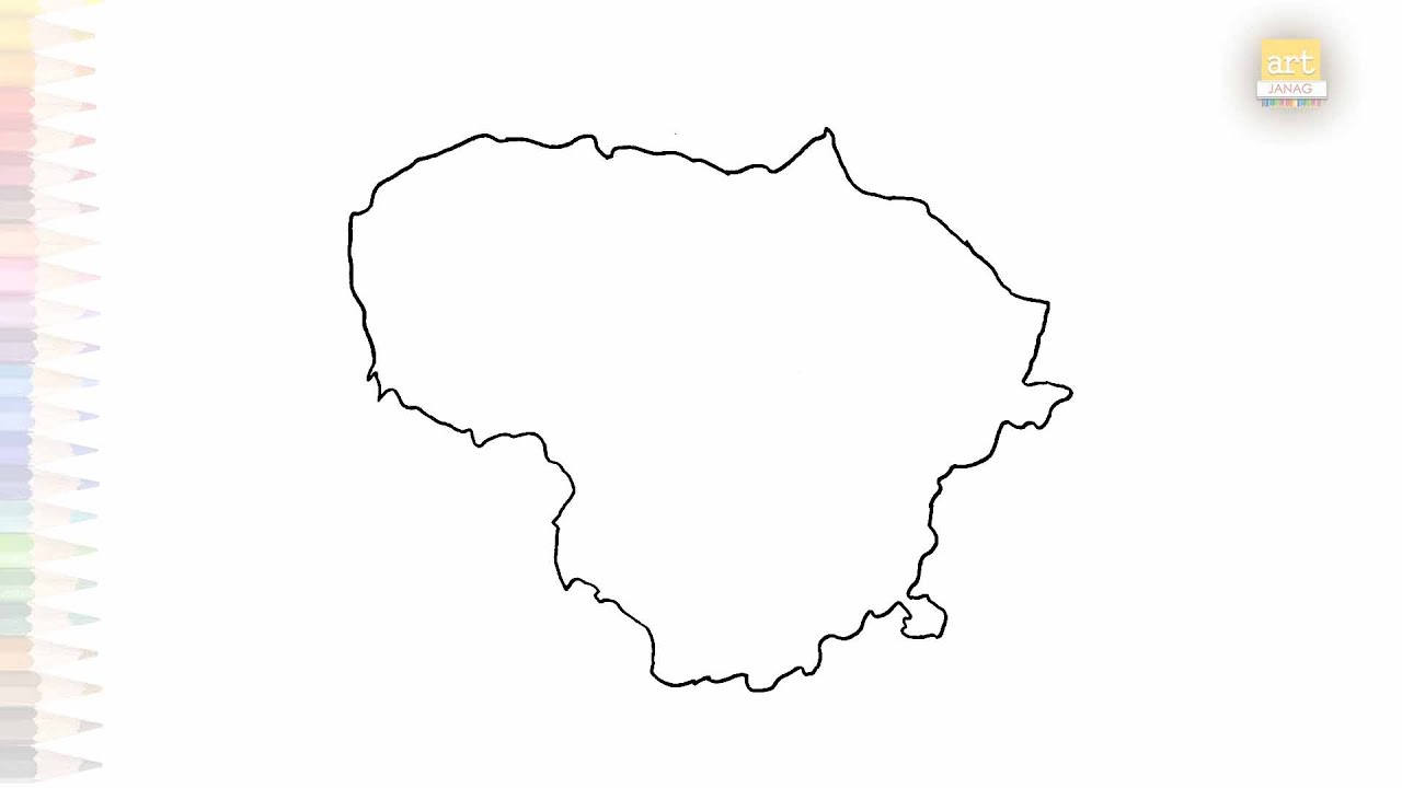 Lithuania Map drawing | Outline drawings | How to draw Lithuania Map ...