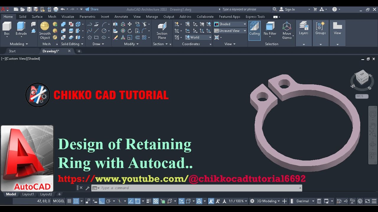 AutoCad Videos | How to make a Retaining Ring With AutoCad. - YouTube