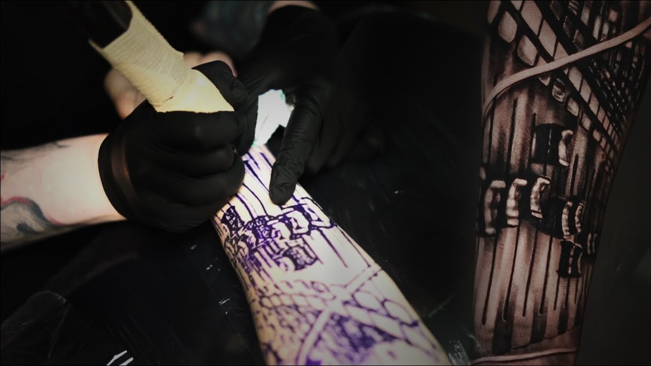 Black and Gray DJ mixer tattoo. Process of creating - YouTube