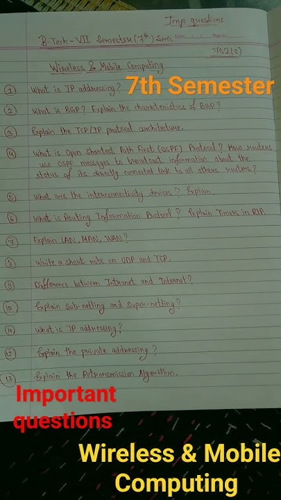 Important questions (7th Semester) Wireless & Mobile Computing - YouTube