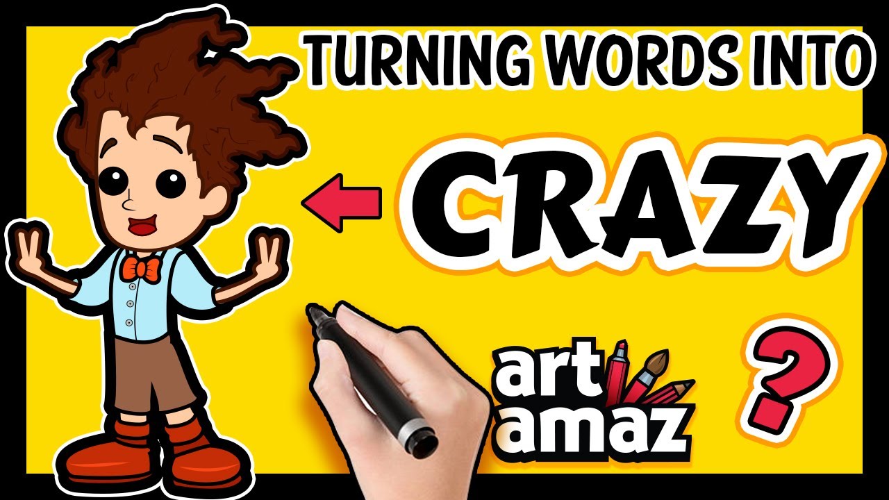 Crazy Drawing: How to draw a Crazy with the word Crazy man | Drawing ...