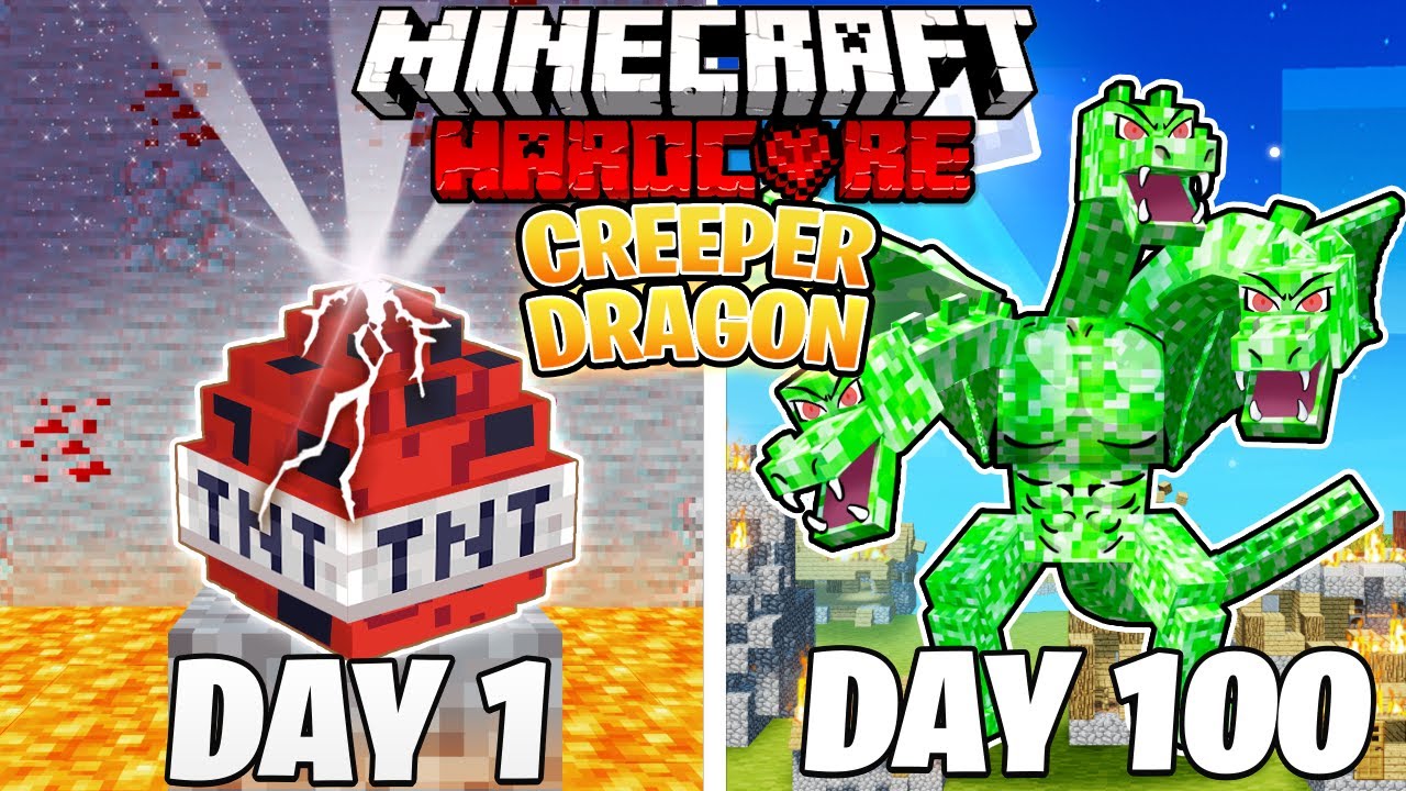 I Survived 100 DAYS as a CREEPER DRAGON in HARDCORE Minecraft! - YouTube