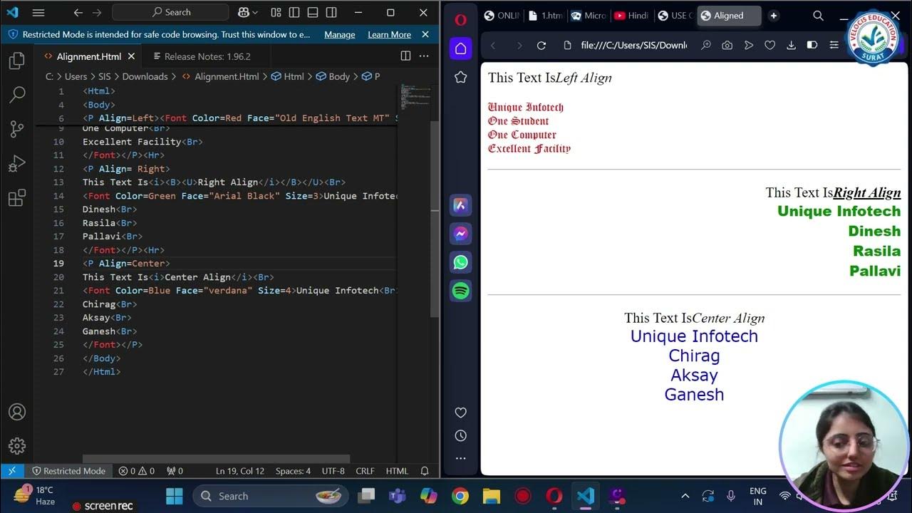 HTML Alignment Code Explained | Center, Left, and Right Text Alignment 🚀#viralvideo #html - YouTube
