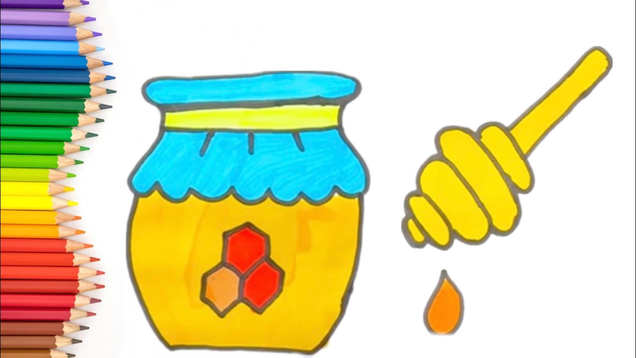 🍯 How to Draw and Paint a Honey Jar | Easy Honey Drawing for Kids 🎨 ...